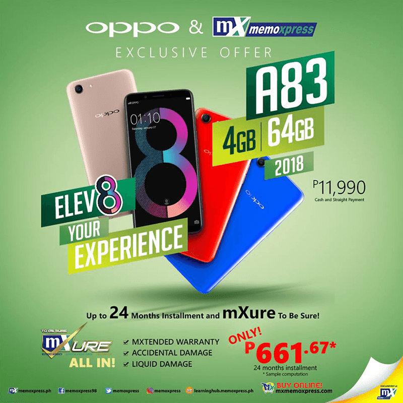 OPPO A83 2018 with 4GB RAM and 64GB storage is priced at PHP 11,990!