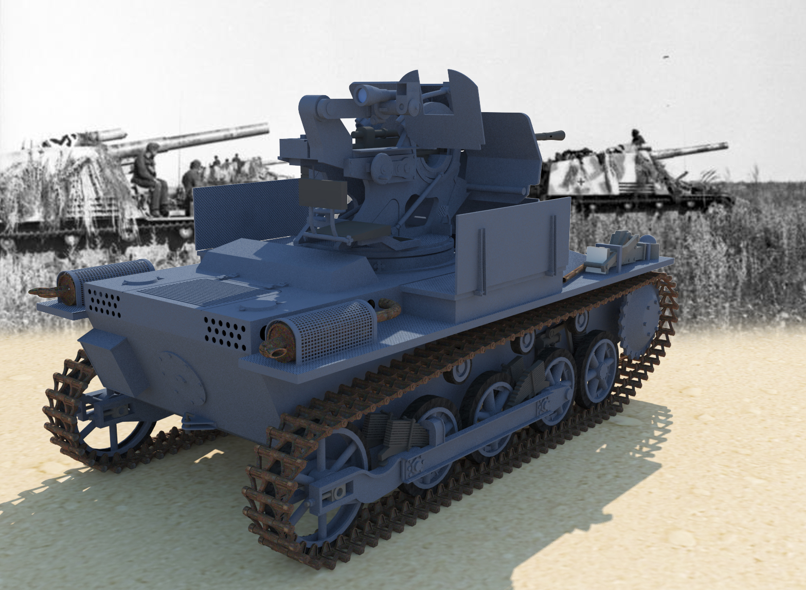 SketchUP Power 草圖力量: Flakpanzer I (1號A型防空坦克)