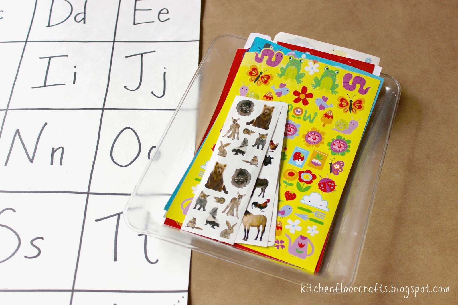 Kitchen Floor Crafts: Alphabet Sticker Sort
