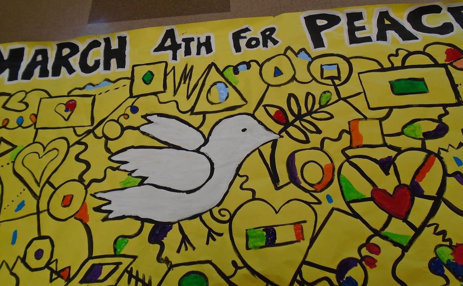 Zilker Elementary Art Class: March 4th For Peace banners