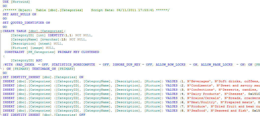 Generar Script Con Data Sql Server