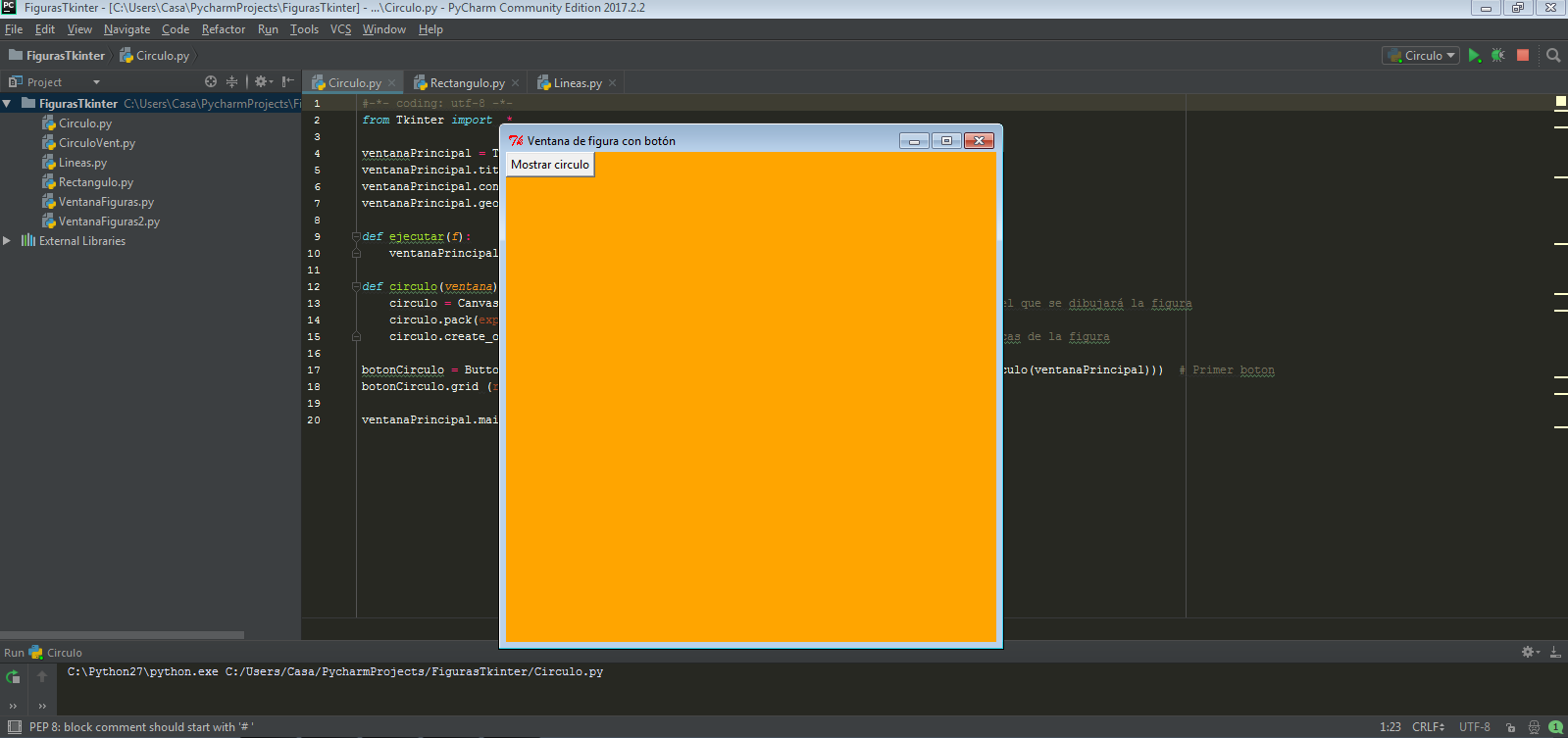 David Alejandro Mendoza Martínez: Práctica con funciones y figuras Tkinter