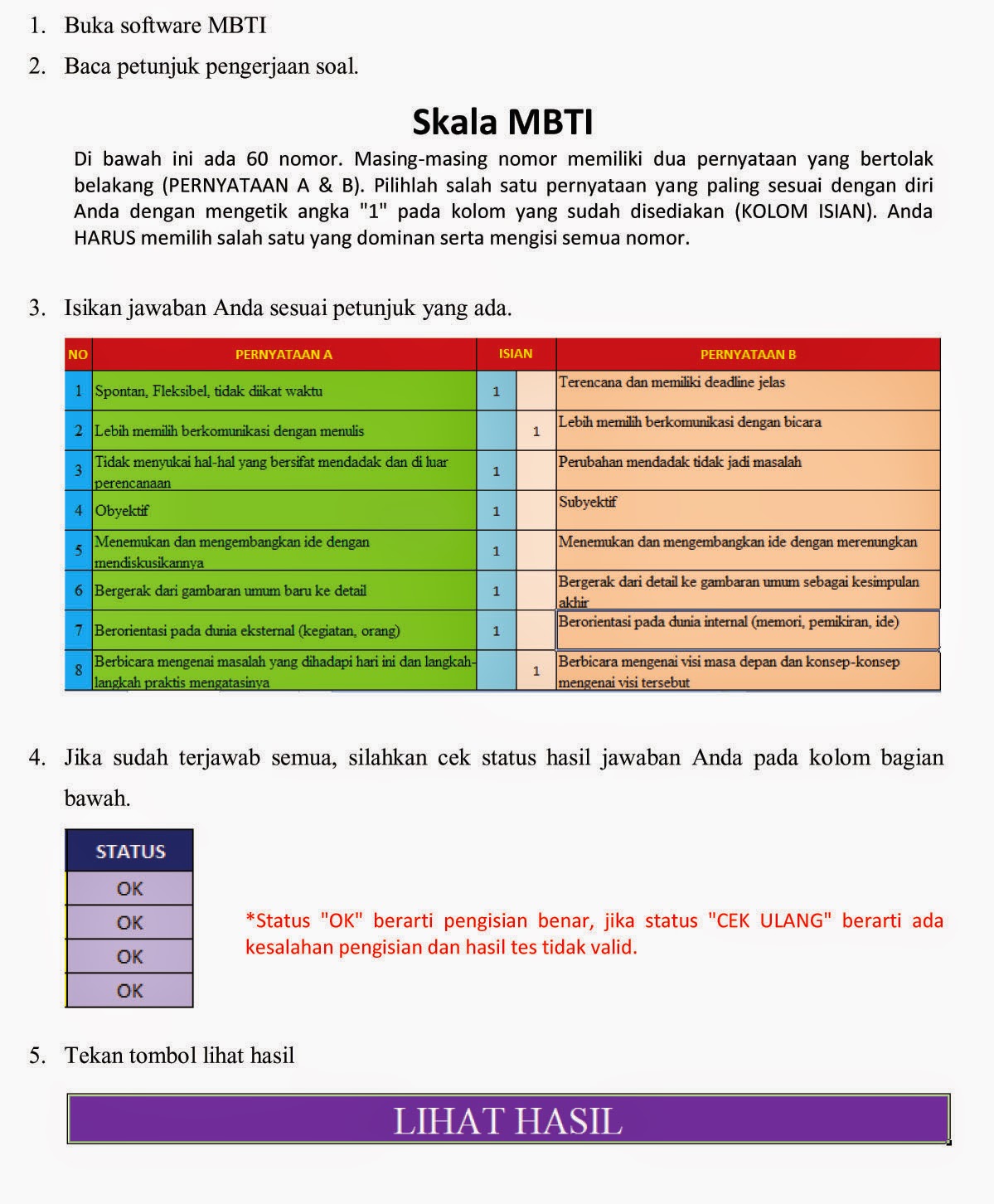 Tes Kepribadian MBTI - Tes Psikologi Kepribadian