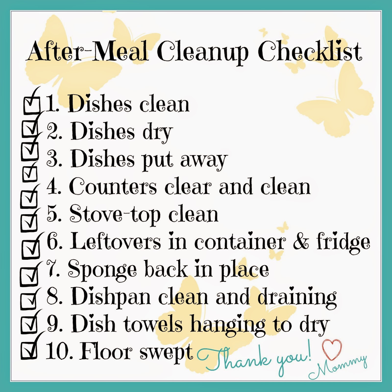 Entrusted Heritage: Our Family's After-Meal-Cleanup-Checklist