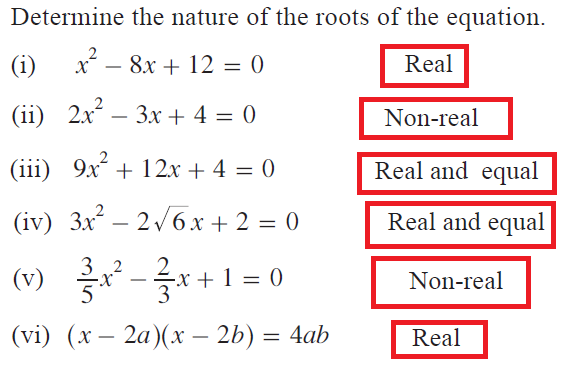 OMTEX CLASSES: Determine the nature of the roots of real equation. (Try ...