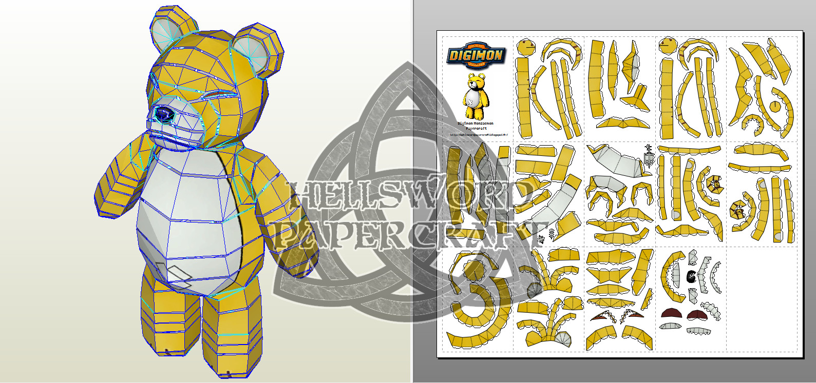Hellsword Papercraft: Digimon Pedob... Monzaemon Papercraft