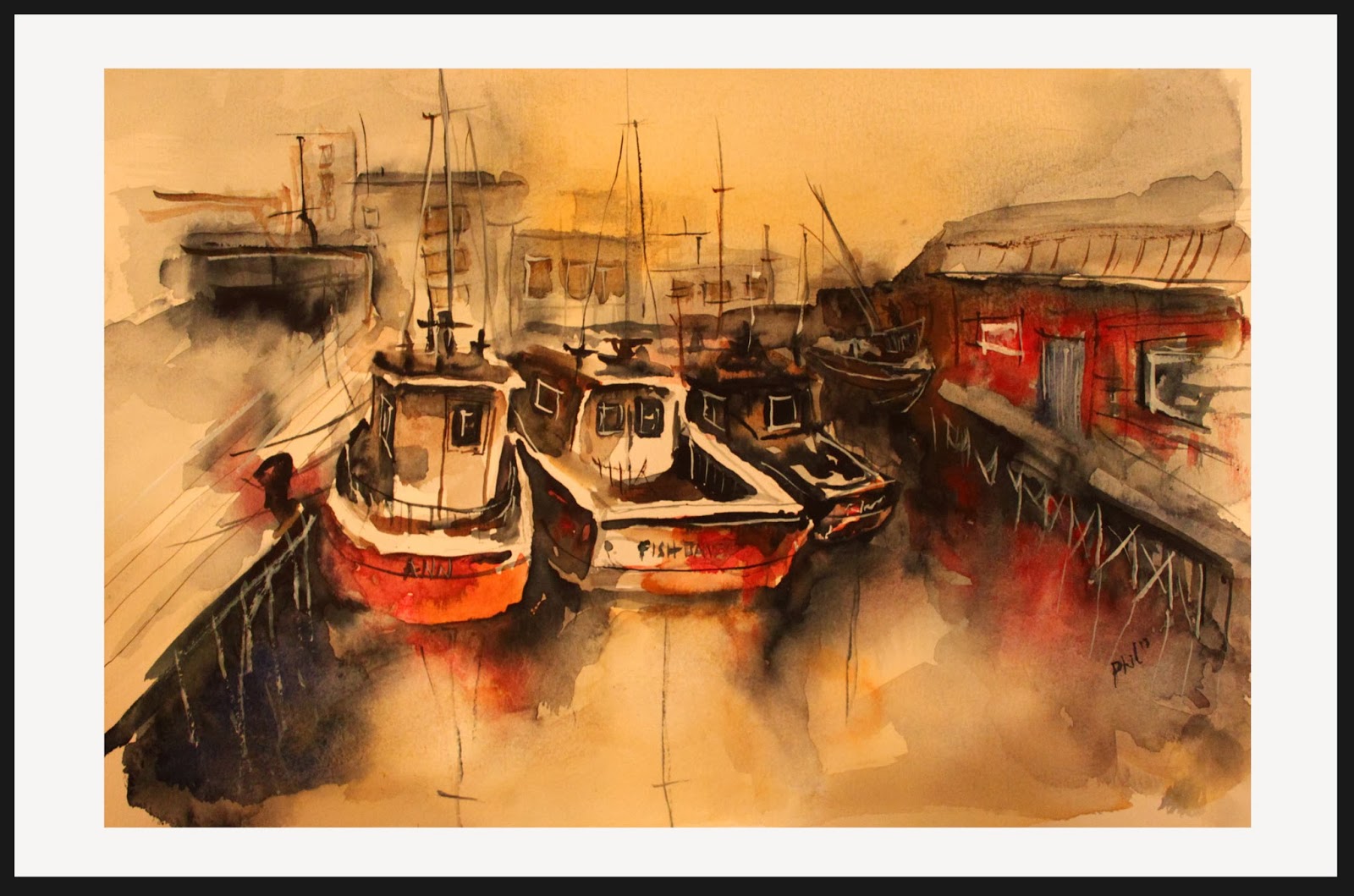 trout illustrated: Watercolor Boats