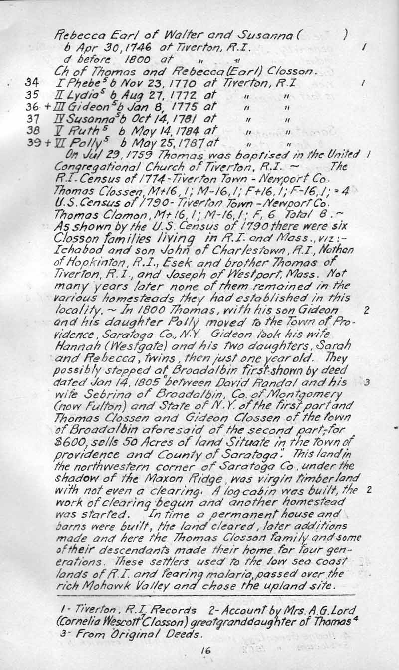 The Josiah Closson Family of New England by William G. Closson