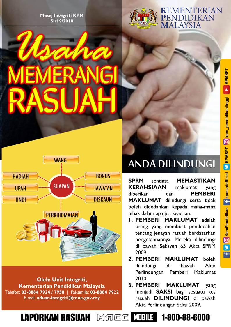 MESEJ INTEGRITI KPM SIRI 9/2018 | PKG Dabong