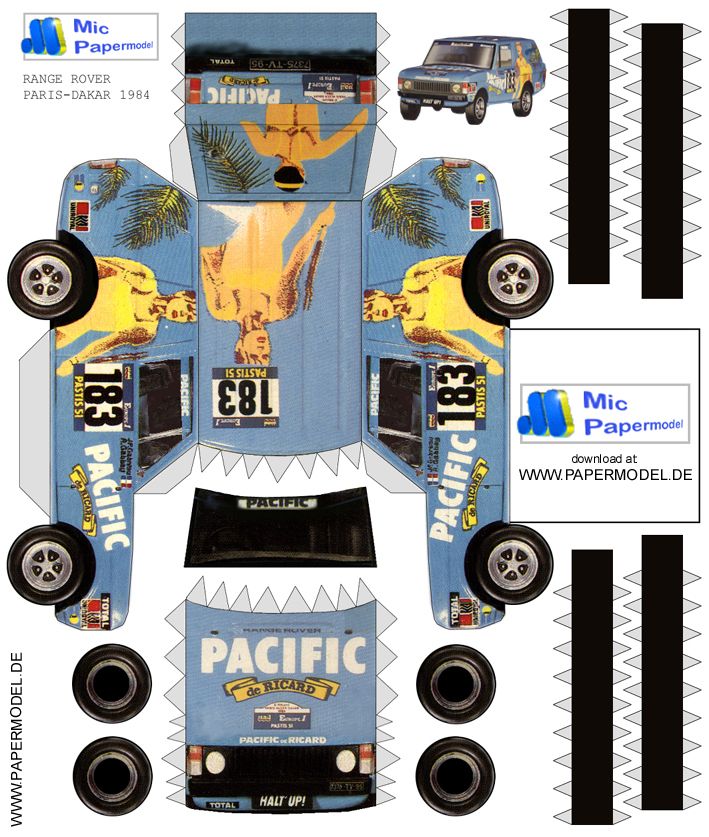 SP. Papel Modelismo: PaperCraft - Range Rover Paris Dakar (1984)