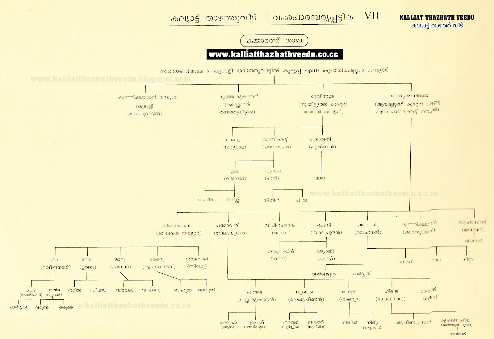 Kalliat Thazhath Veedu - കല്യാട്ട് താഴത്ത് വീട്: Family Tree & Details