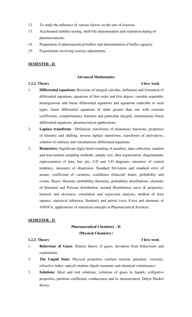 jaaly topper: Syllabus of B Pharmacy semester wise