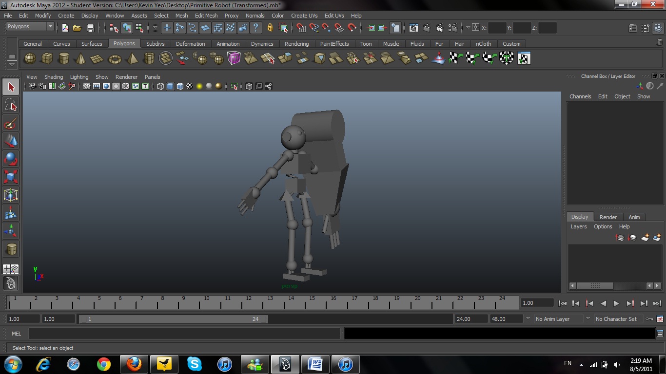 Introduction to 3D Animation: Week 1 3D Lab 2 (Primitive Robot)