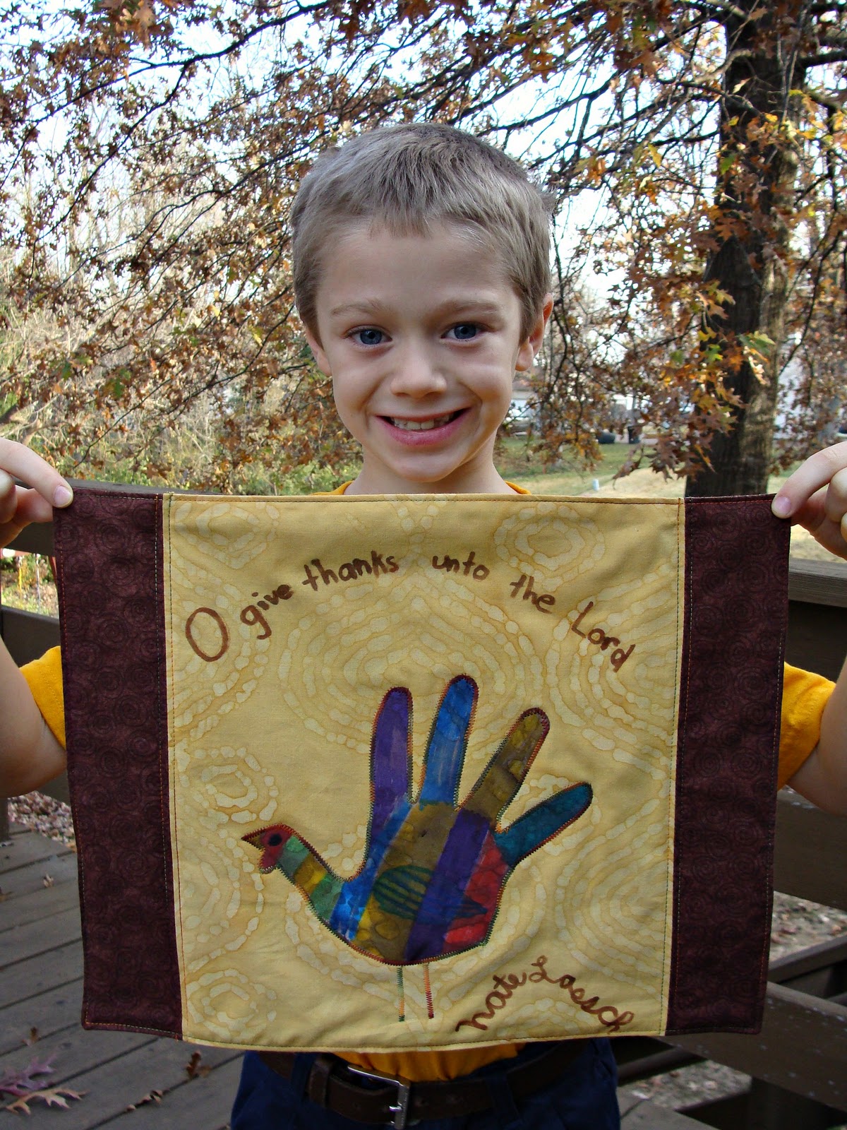 Sew Me A Story Fun With Kids Turkey Handprint Placemats Sew Me A Story Fun With Kids Turkey Handprint Placemats