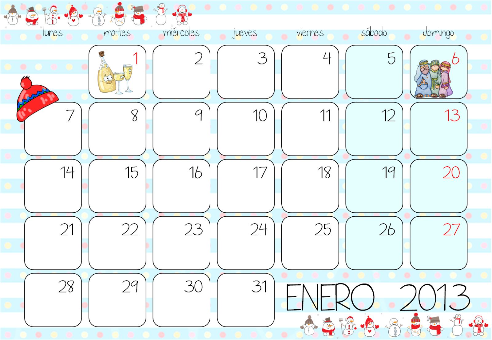QUÉ HACEMOS HOY EN EL COLE?: CALENDARIO 12'-13': ENERO