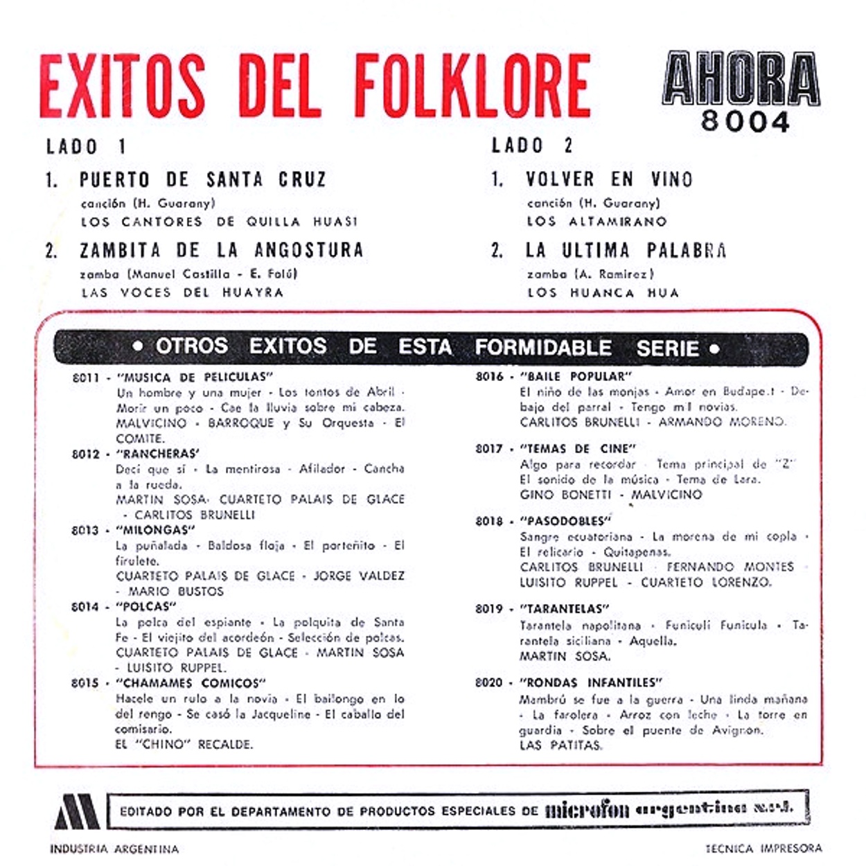 Folklore del NOA: LOS CANTORES DE QUILLA HUASI / LAS VOCES DEL HUAYRA / LOS ALTAMIRANO / LOS ...