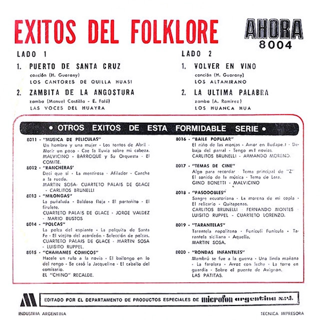 Folklore del NOA: LOS CANTORES DE QUILLA HUASI / LAS VOCES DEL HUAYRA / LOS ALTAMIRANO / LOS ...