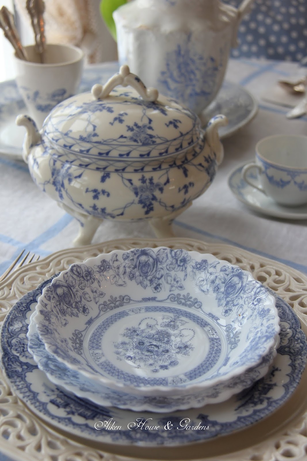 Aiken House & Gardens: Blue & White Transferware Lunch