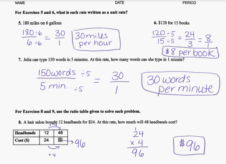 Grade 6 Math with Ms. Eringis : Review Sheet Answer Key & Homework Info