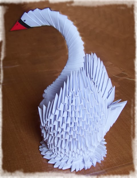 Pomysły na prace plastyczne: Łabędź - origami modułowe