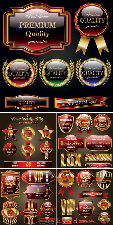 Quality Graphic Resources: Premium Quality Gold Vector Labels