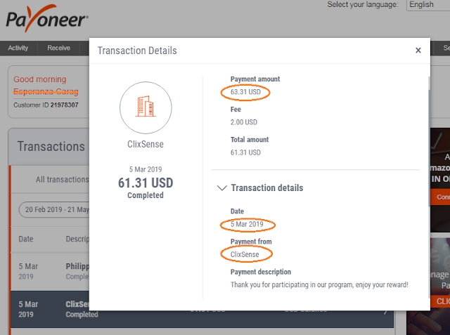 YSense Quick Guide: PAYMENT PROOFS