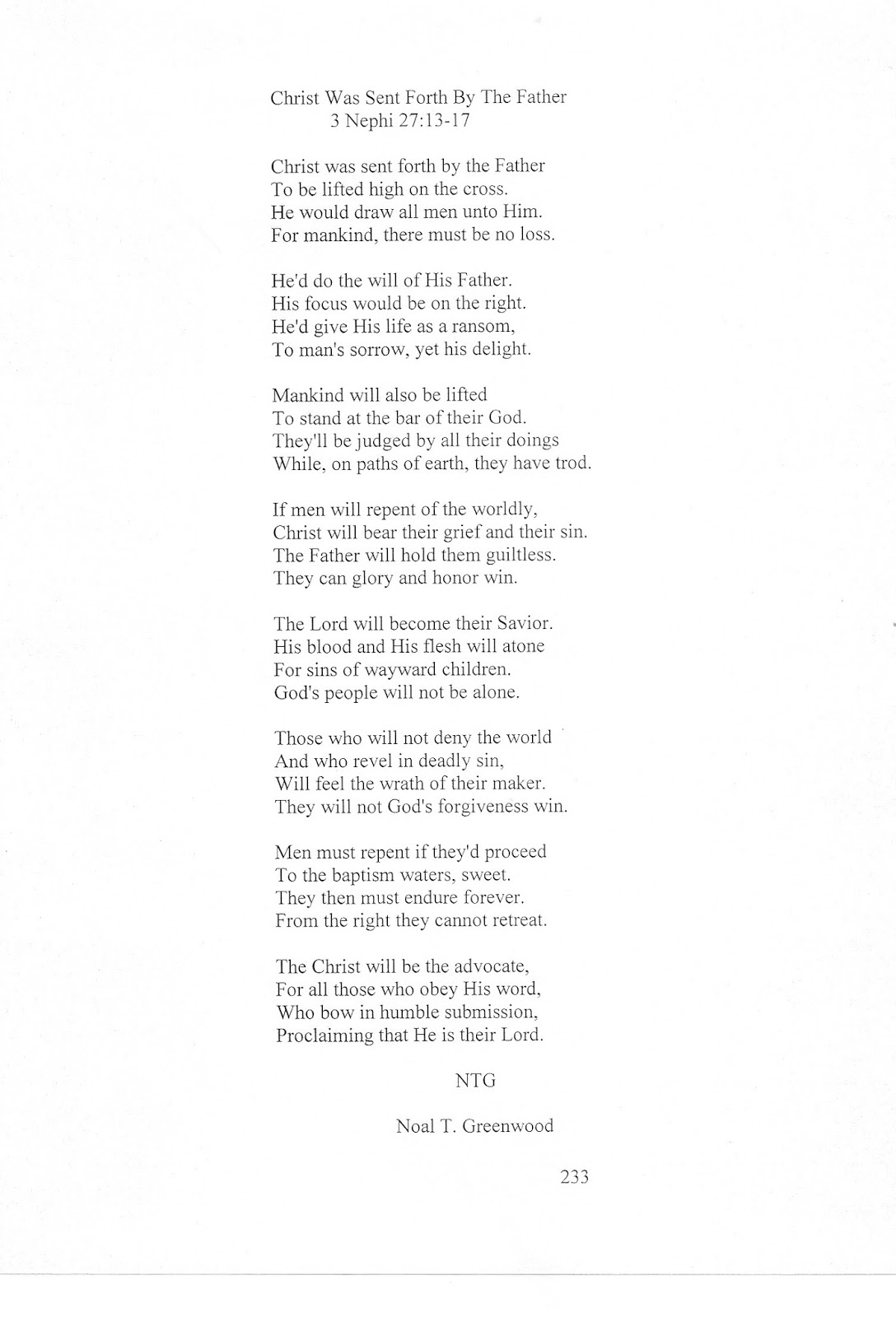 Thoughts From Noal: Christ Was Sent Forth by the Father