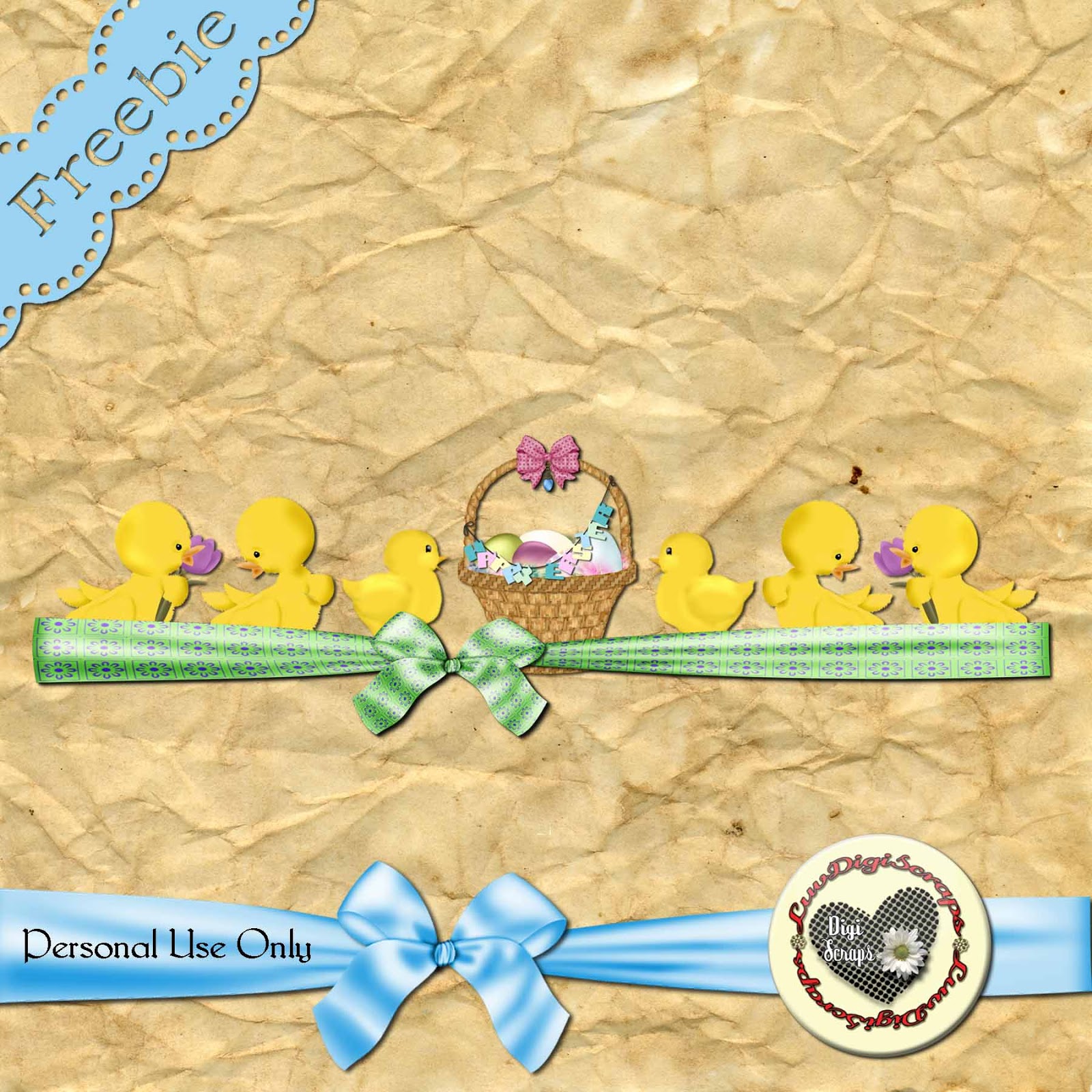 LuvDigiScraps Freebies: Easter Basket & Chicks Border