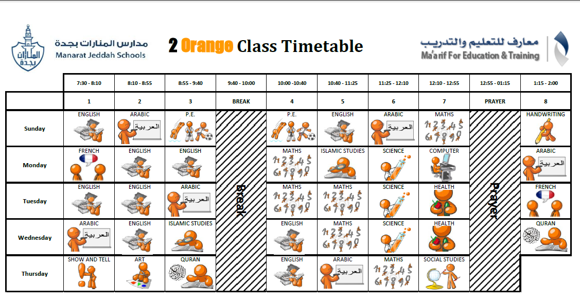 2 Orange Manarat Jeddah: Class Timetable