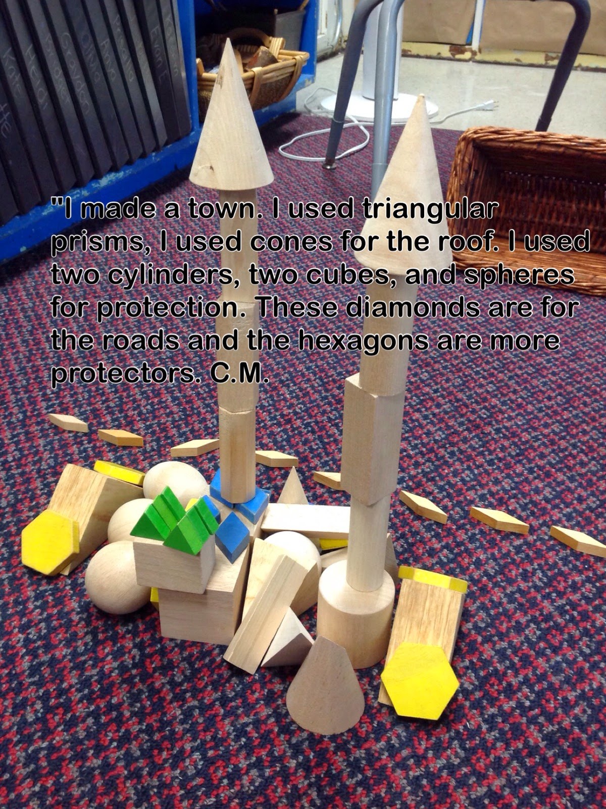 Wonders in Kindergarten: Building structures with 3 dimensional figures!