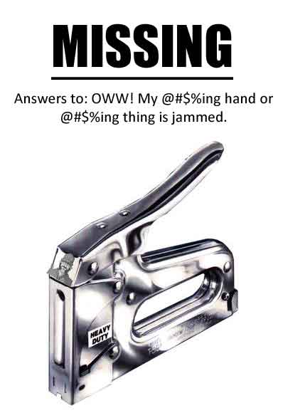 Mike Spicer Cartoonist / Caricaturist.: Have You Seen This Staple Gun?
