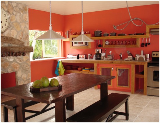 Coral Colors Kitchen Decorating Idea