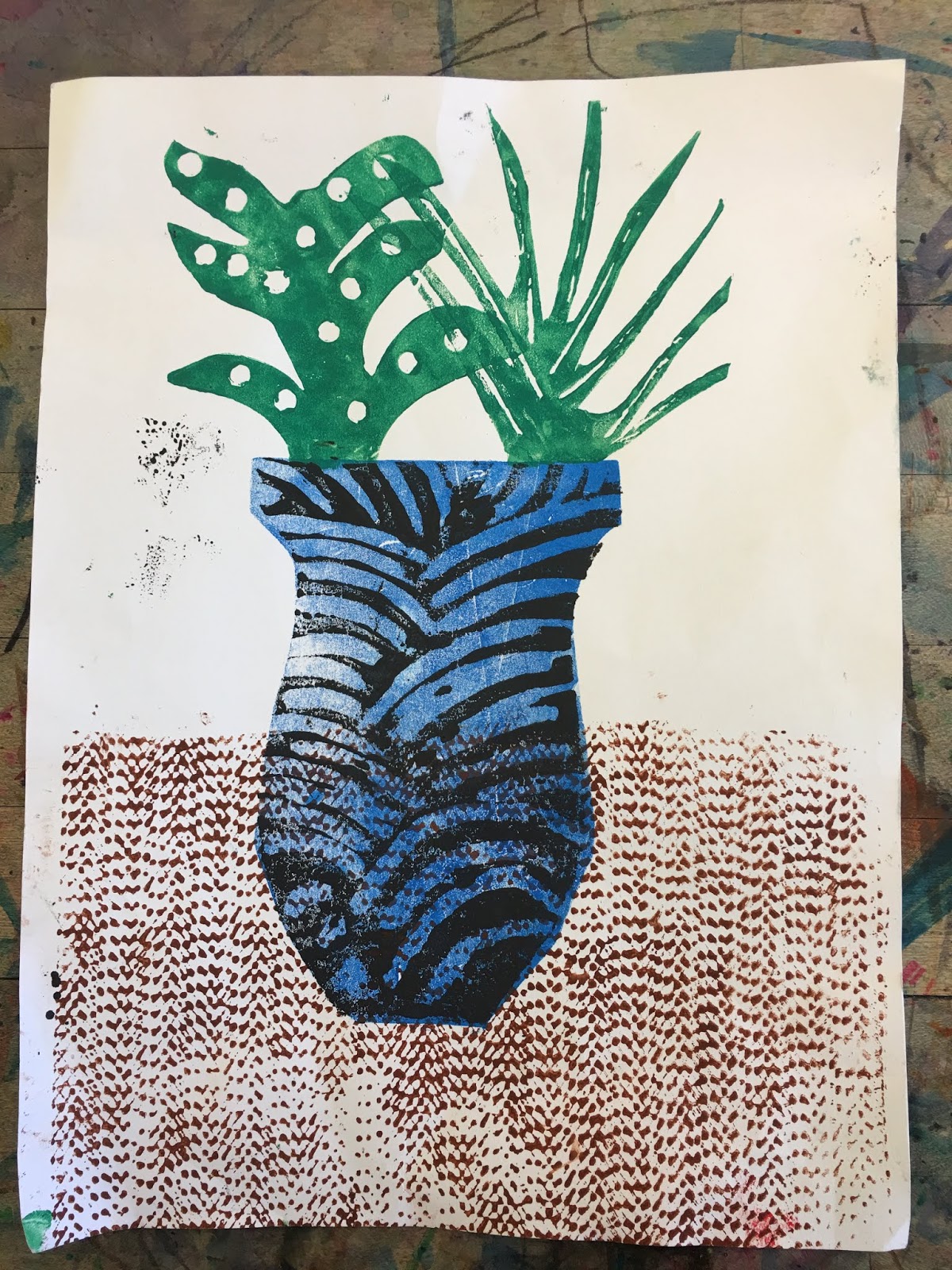 Art Room Blog: Printmaking a Fern Vase...