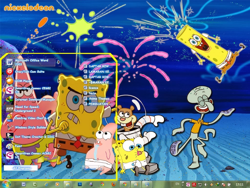 Spongebob Theme Windows 7 By Yunz | Anime Theme Windows 7 Skins