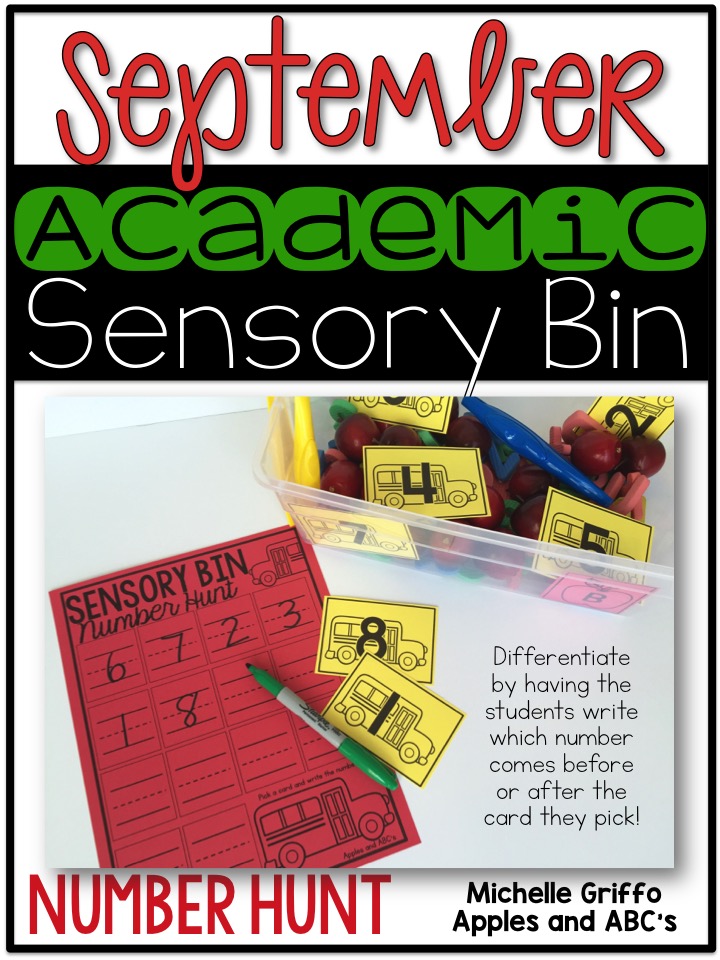 September Academic Sensory Bins - Apples & ABC's