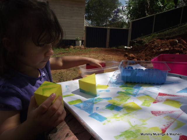 Toddler Foam Block Shape Stamping! - The Empowered Educator