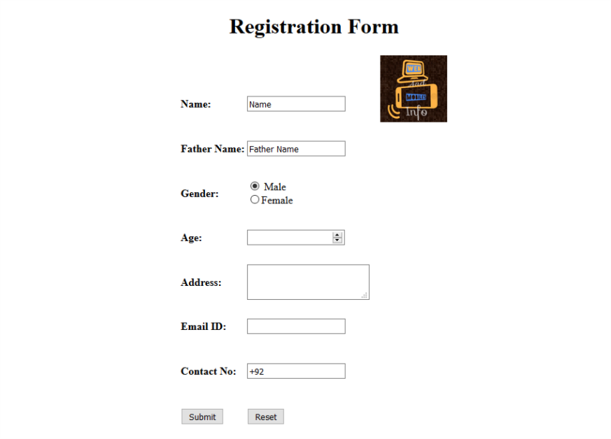 HTML Form Example