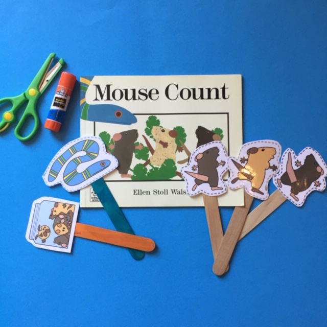 Free Mouse Counts Puppet Sticks ~ Preschool Printables