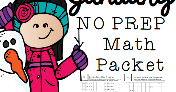 Kelly McCown: January NO PREP Math Packet for 4th Grade