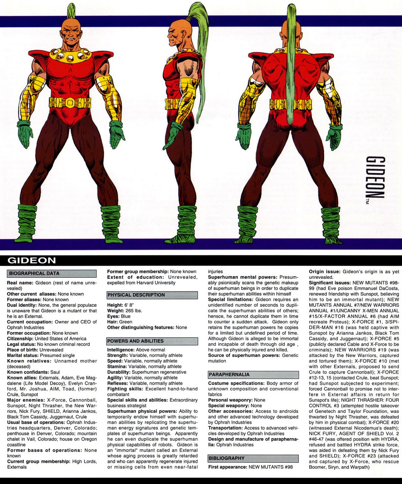 Fichas de Superheroes Marvel y DC: Gideon