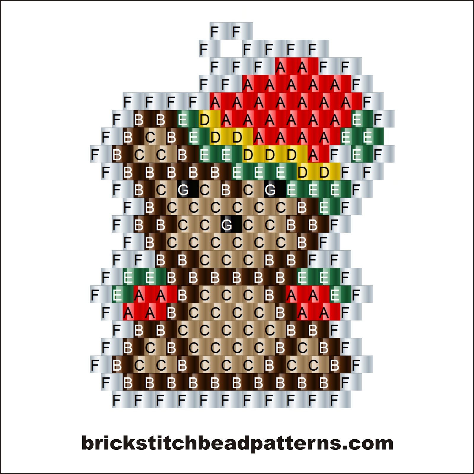 Brick Stitch Bead Patterns Journal: Cute Christmas Teddy Bear Free ...