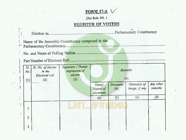 TN Election -2016:important Forms (14A,17A,17B,17C,Mock poll,Po Diary ...