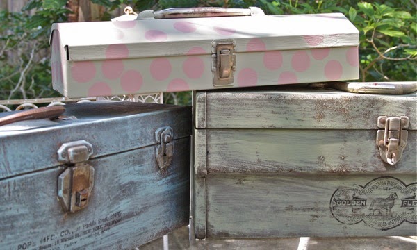 The Polka Dot Closet: Painting 3 Vintage Tool boxes