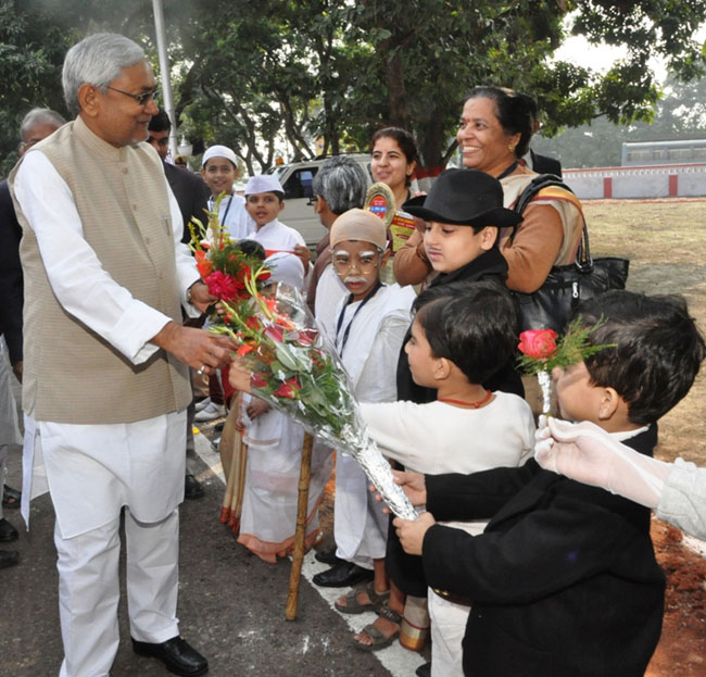 View Patna2: Bihar Chief Minister Nitish Kumar meets school children in ...