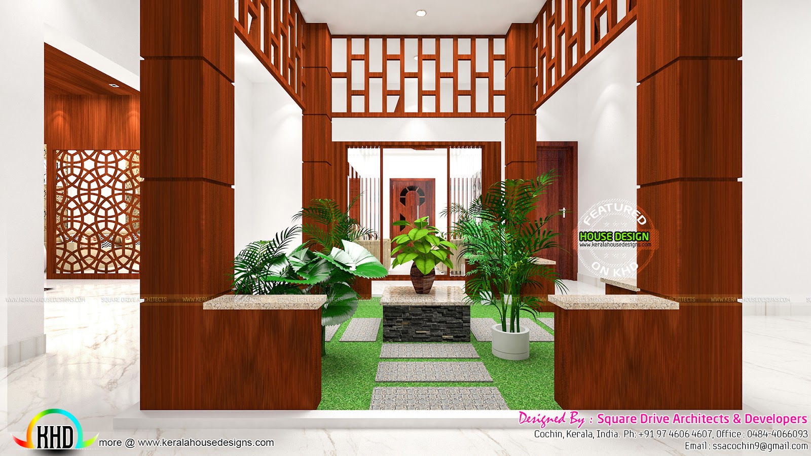 Courtyard, kitchen and bedroom interiors - Kerala Home Design and Floor ...