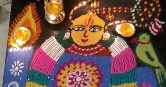 TELUGU WEB WORLD: ANDAL AMMAVARU - PEACOCKS AND FLOWERS RANGOLI ART 2017