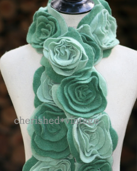 cherished*vintage: Cashmere Ruffle Rose Scarf Giveaway!!