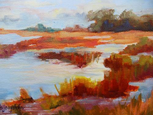 Deanna's Paintings: "Autumn Marsh 1", Original Oil Painting of Georgia ...