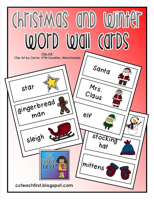 Clip Art by Carrie Teaching First: Christmas and Winter Word Wall Cards