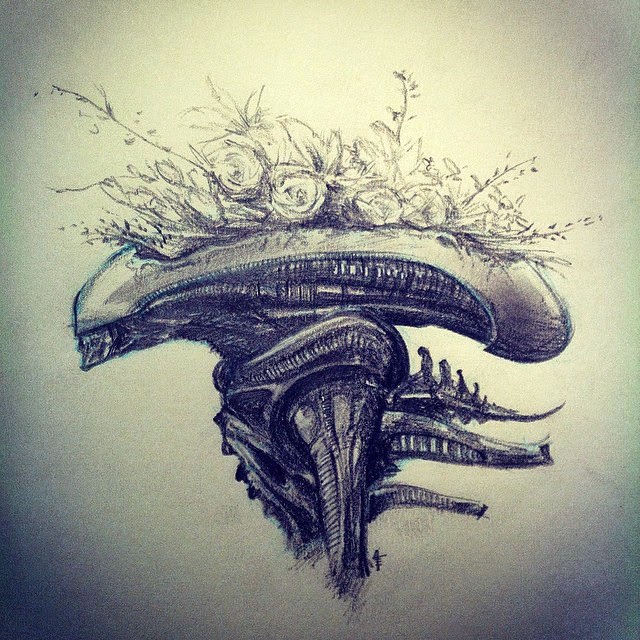 "ALIENS" Homage Illustrations for the late H.R. Giger
